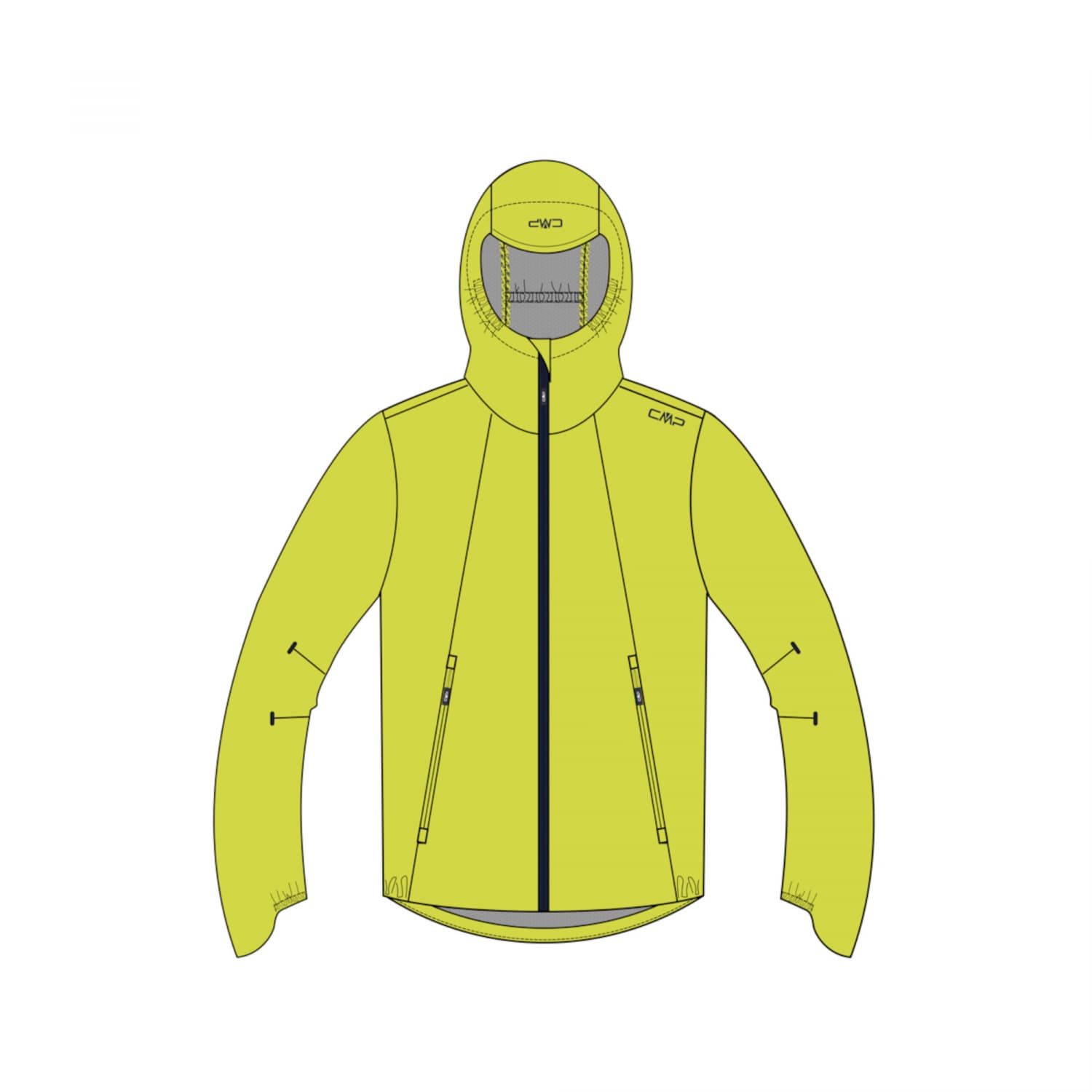 CMP Herren Regenjacke Man Jacket Fix Hood 34Z6557-E336 54 Lime | 54 ...